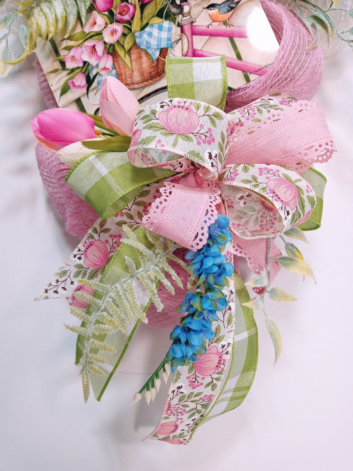 Teardrop Swag for Front Door Spring/summer Wreath Pink Tulip | Etsy