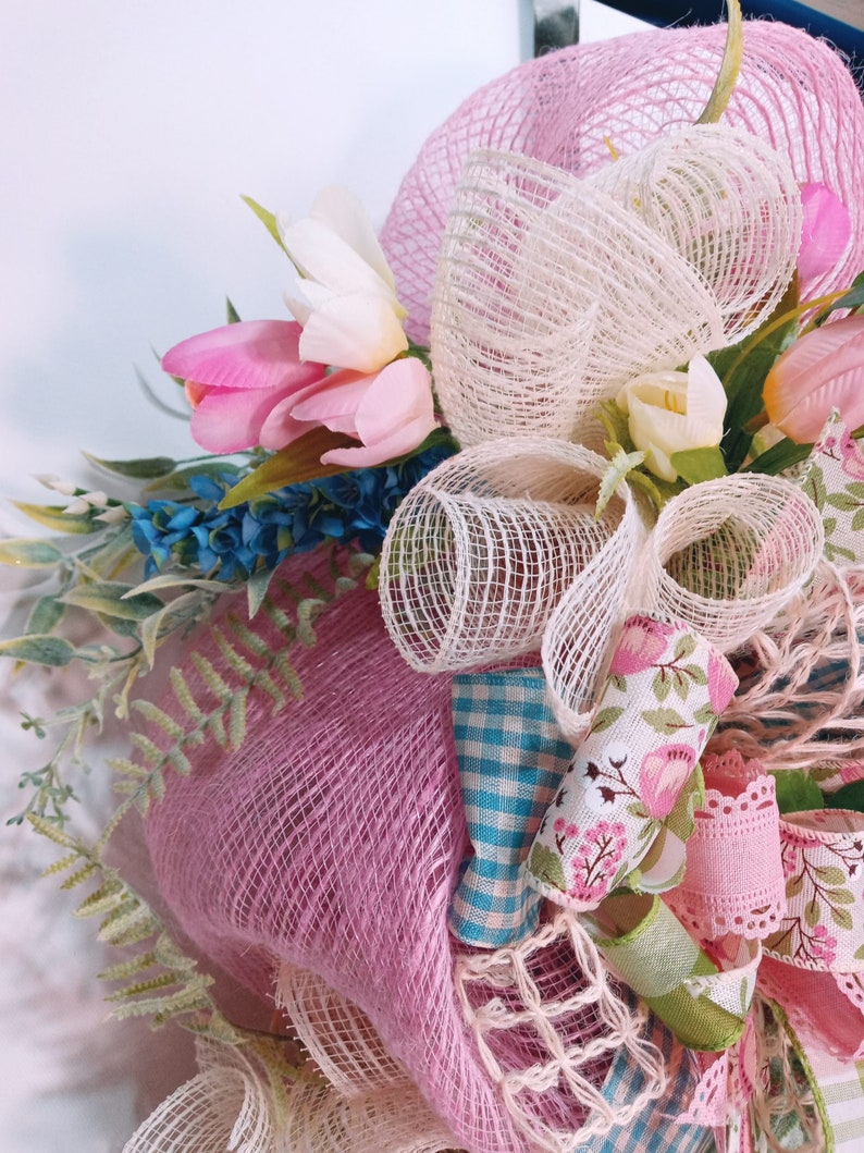 Teardrop Swag for Front Door Spring/summer Wreath Pink Tulip - Etsy
