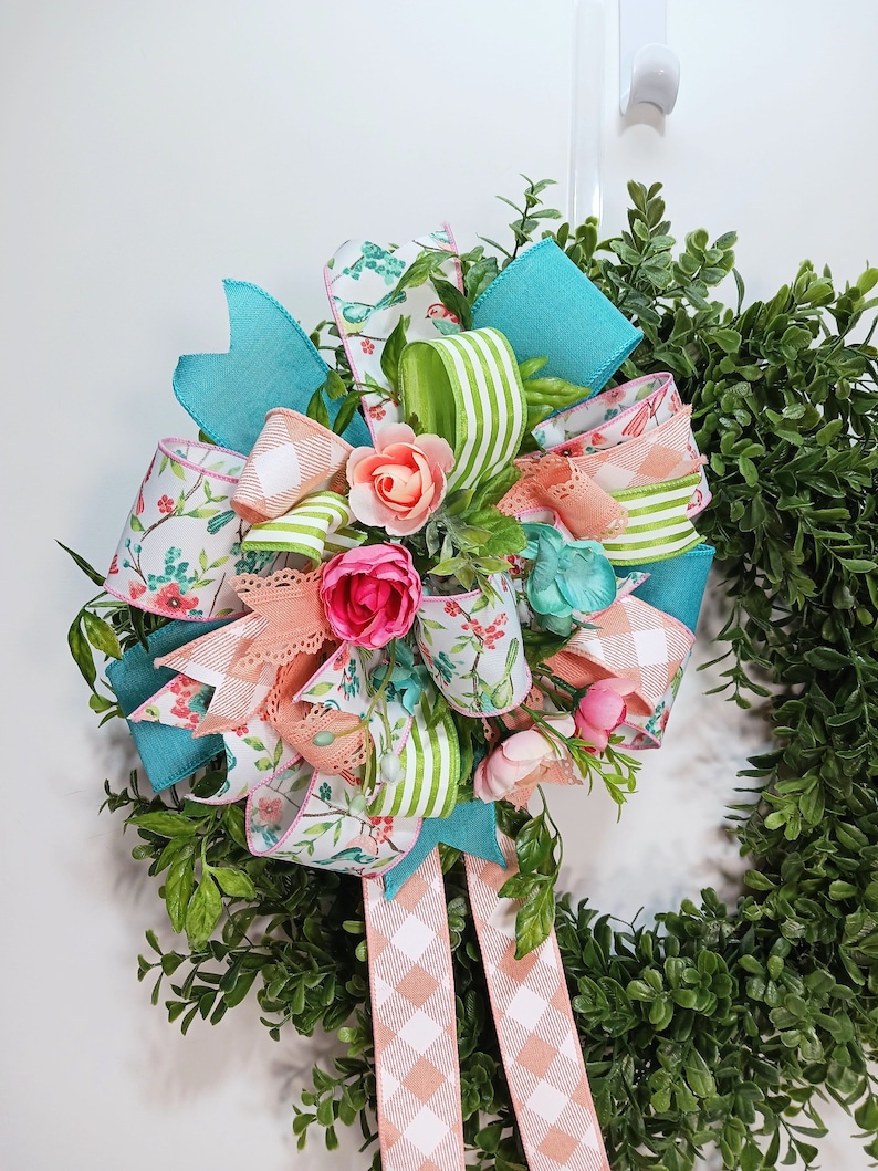 Spring Lantern Swag, Summer Wreath Bow, Lantern Topper, Large Outdoor ...