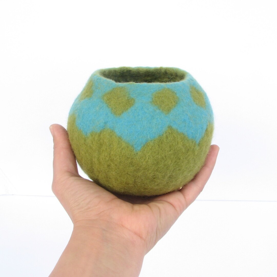 Felted Flower Pot Holder, Felted Planters, Felt Bowls, Wet Felted ...