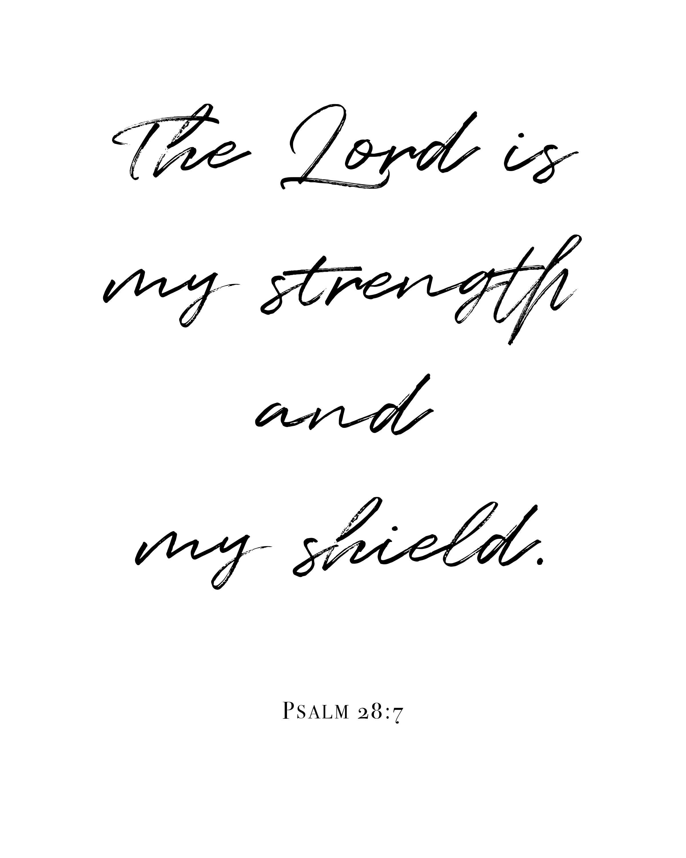 Scripture Wall Art Printable, "psalm 28:7" - Etsy