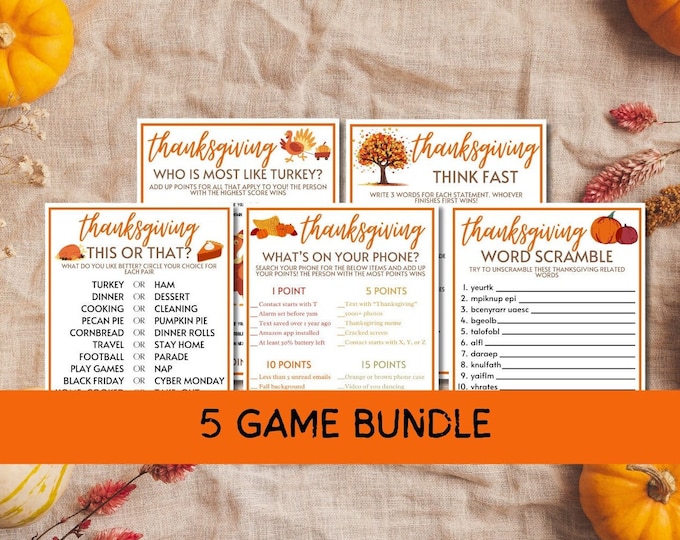 Thanksgiving Games Bundle, Thanksgiving Family Games, Thanksgiving ...