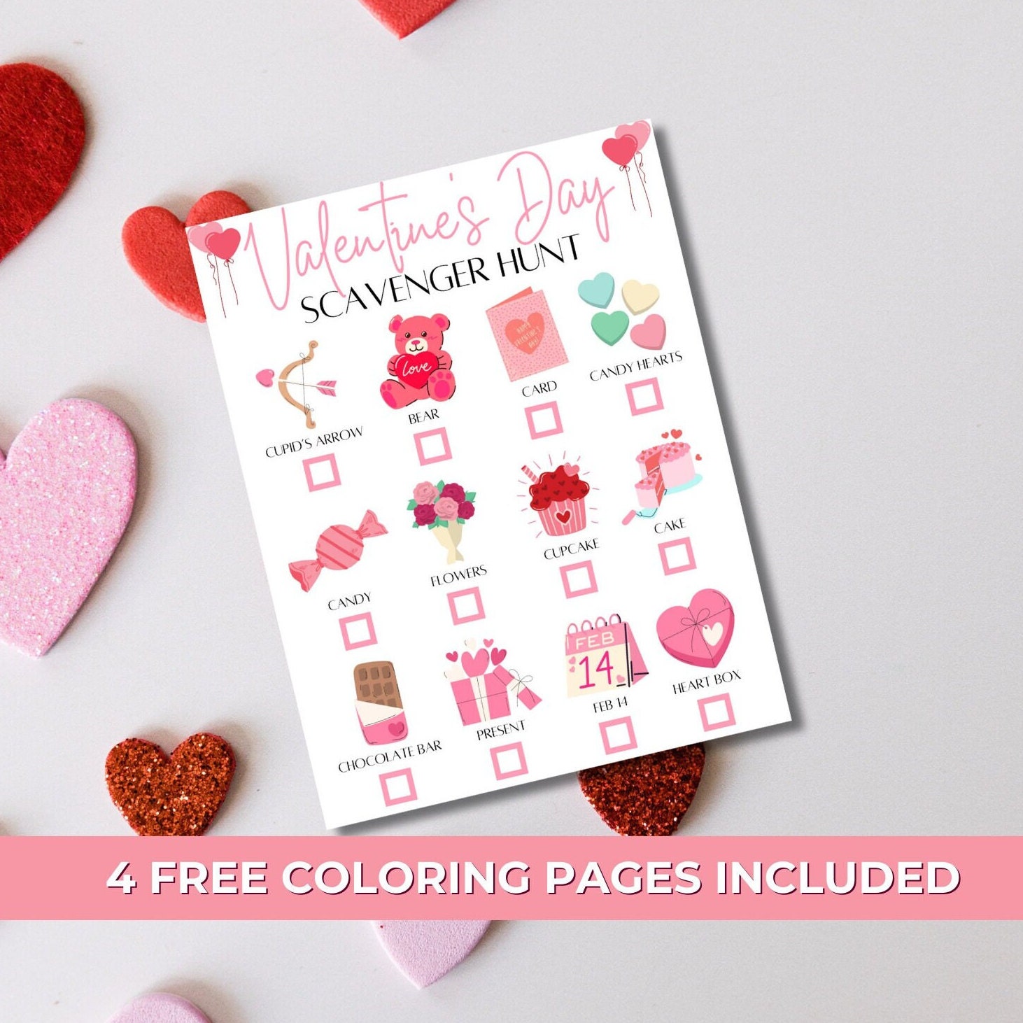 Valentines Day Scavenger Hunt Printable for Kids, Valentines Party Game ...