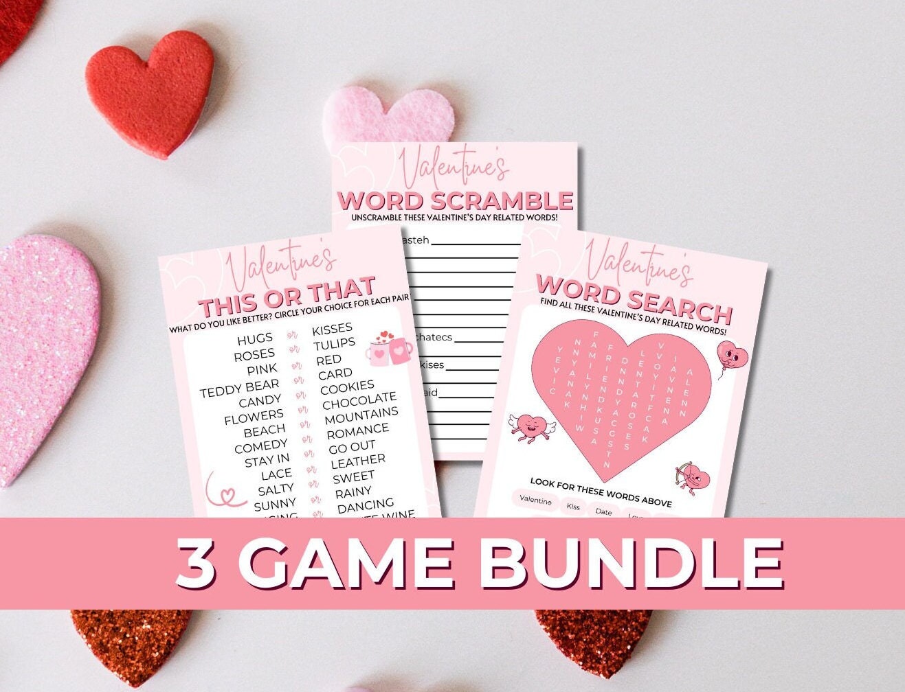 Valentines Day Printable Games Bundle, Valentines Day Games for Kids ...