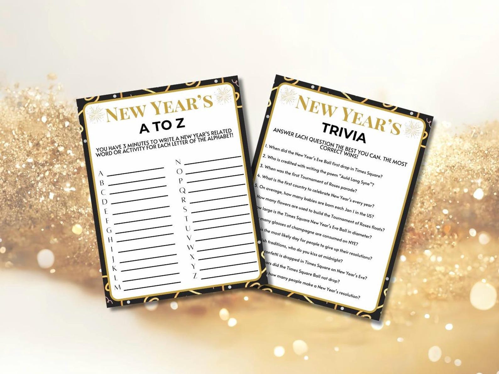 New Years Eve Printable Games, New Years 7 Games Bundle, New Years Eve ...