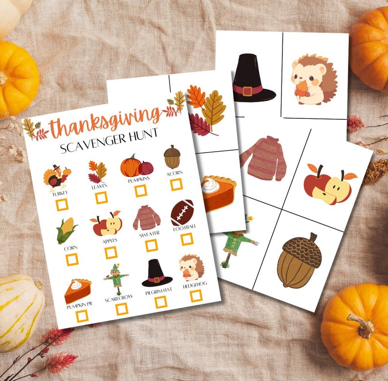 Thanksgiving Scavenger Hunt Printable for Kids, Kids Thanksgiving Game ...