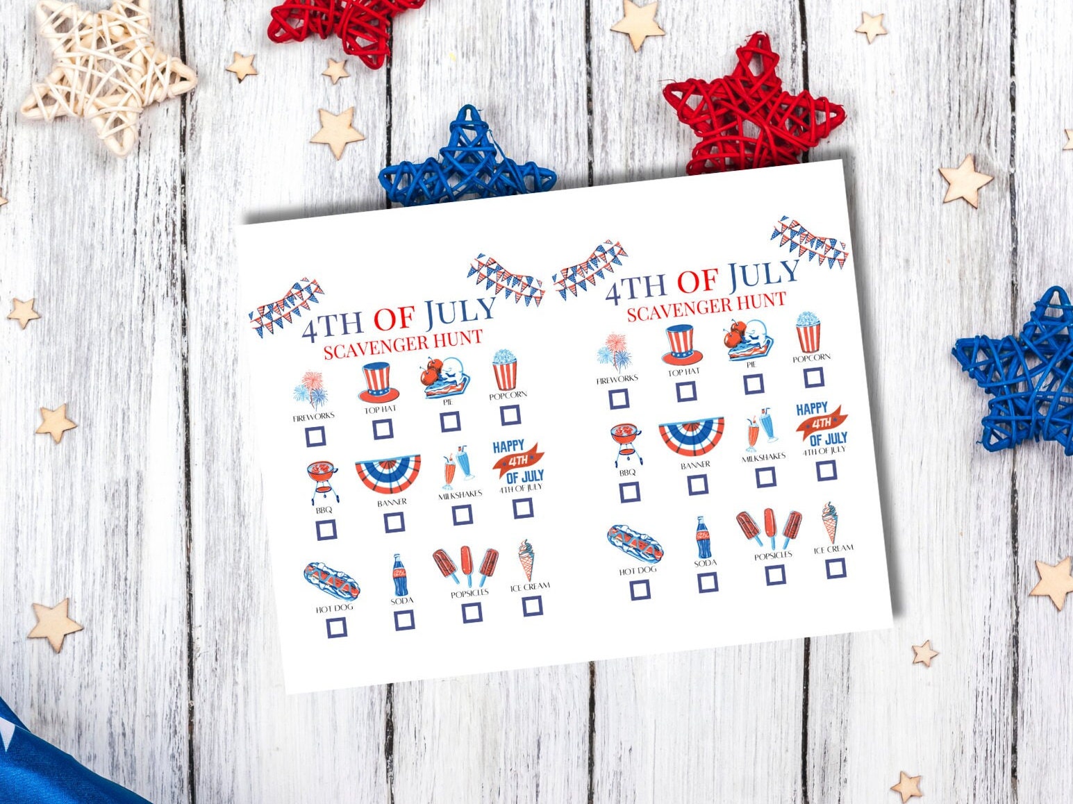 4th of July Scavenger Hunt for Kids, 4th of July Party Games, Treasure ...