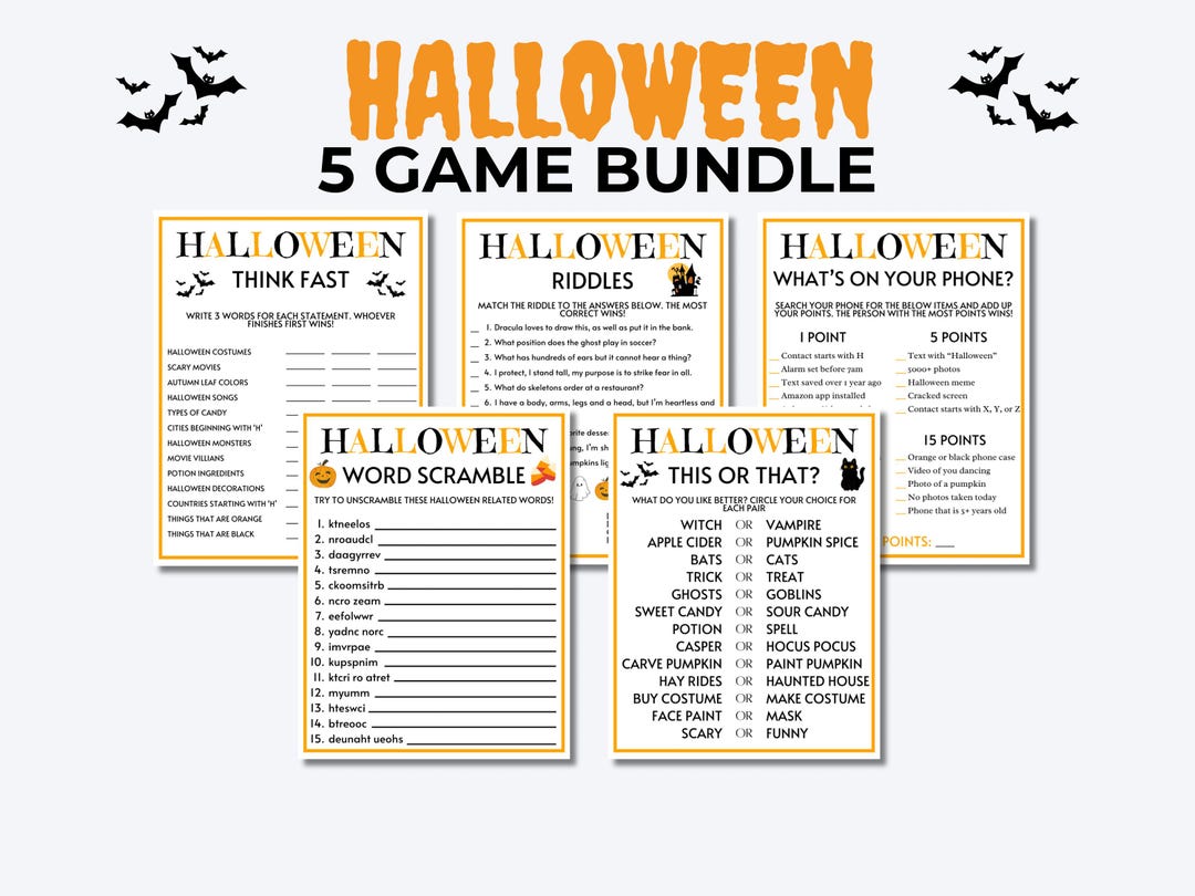 Halloween Printable 5 Game Bundle, Halloween Party Games Bundle ...