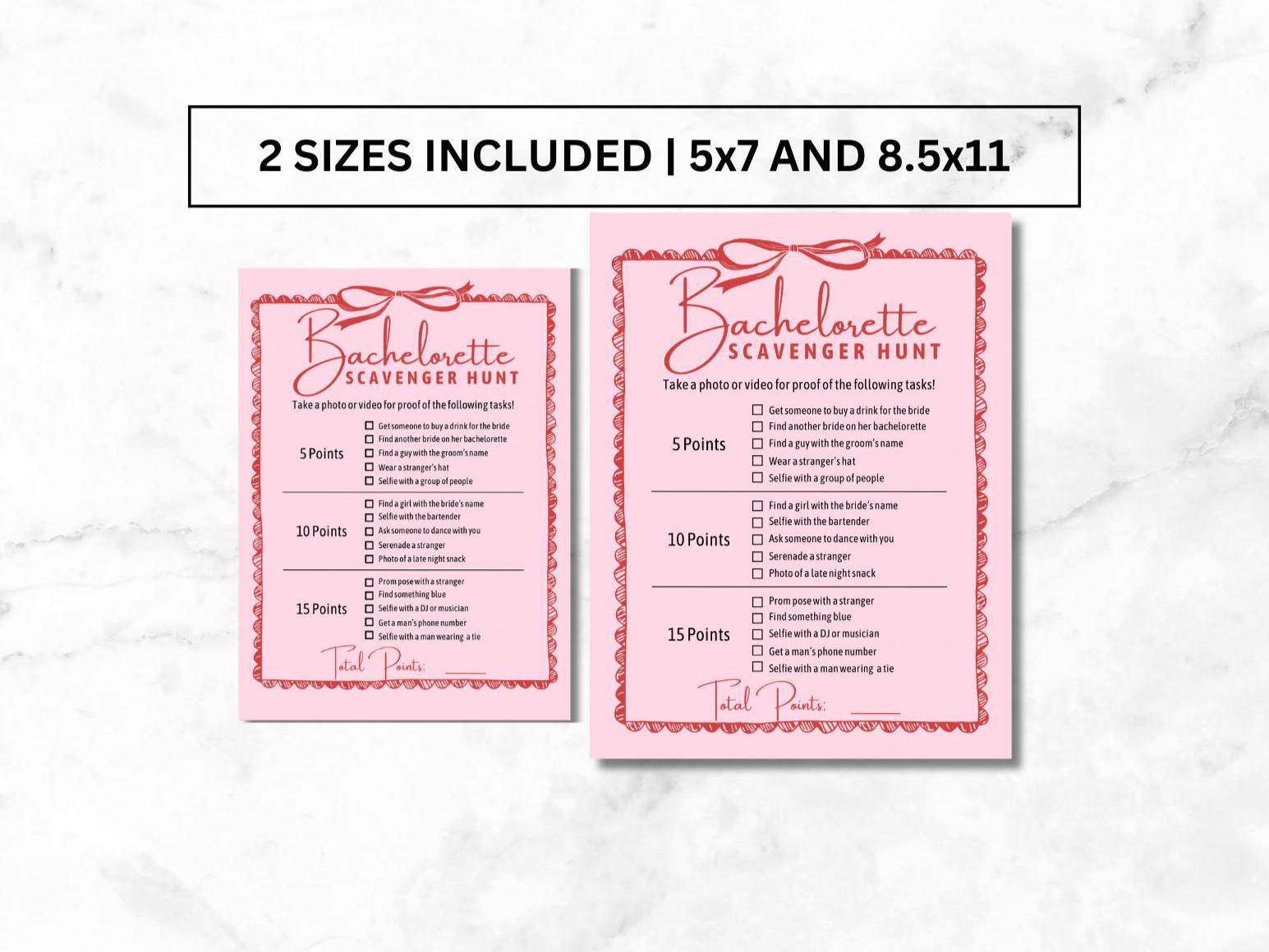 Bachelorette Scavenger Hunt Game Pink, Hen Party Game, Bachelorette ...