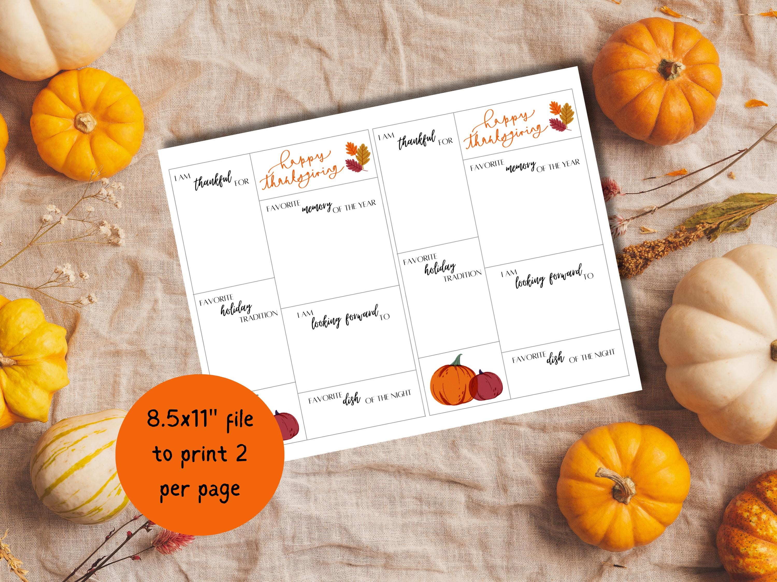 Thanksgiving Gratitude Printable Cards, Thanksgiving Kid Activity, I Am ...