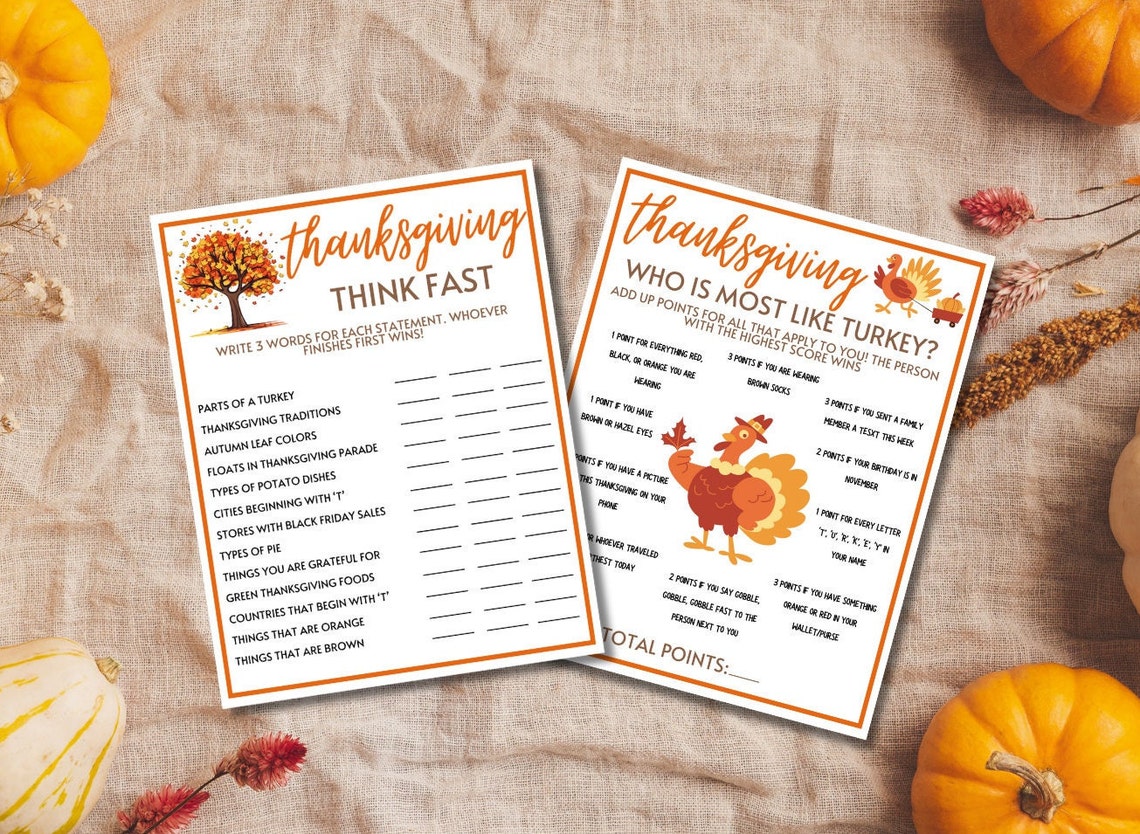 Thanksgiving Printable Games Bundle, Thanksgiving Games for Kids ...