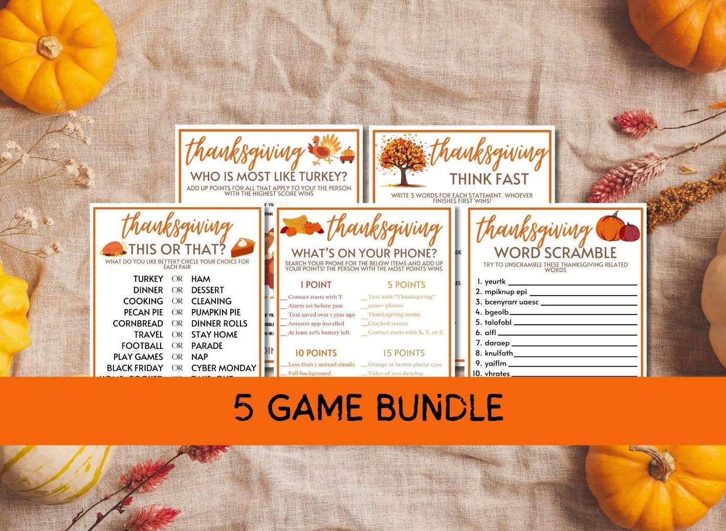Thanksgiving Printable Games Bundle, Thanksgiving Games for Kids ...