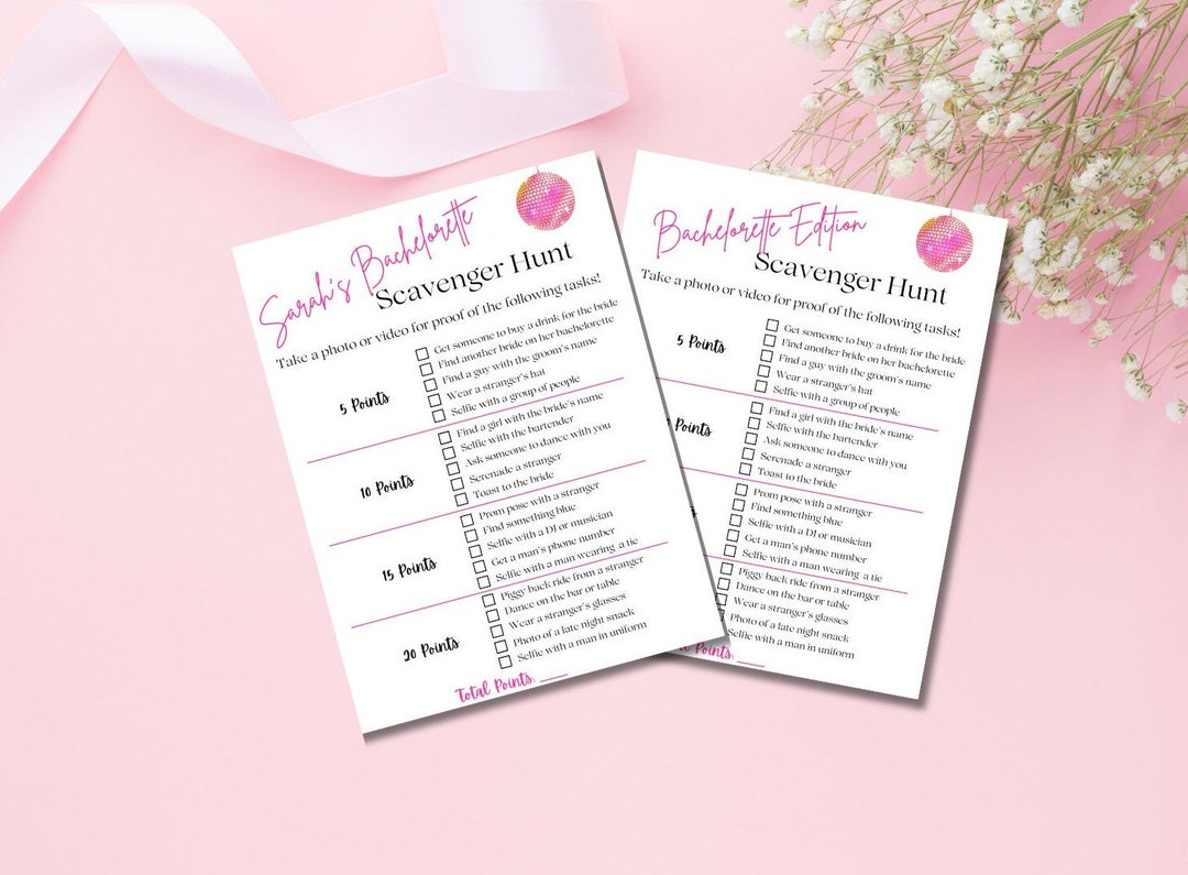 Bachelorette Scavenger Hunt Template, Minimalist Bachelorette Party ...