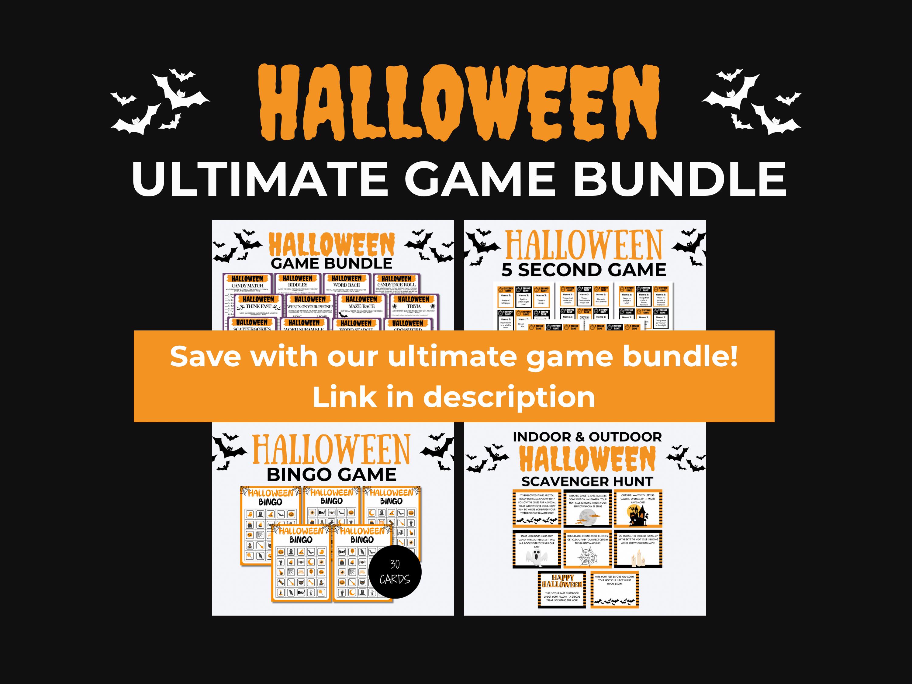 Halloween 5 Second Game, Printable Halloween Game, Halloween Party Game ...