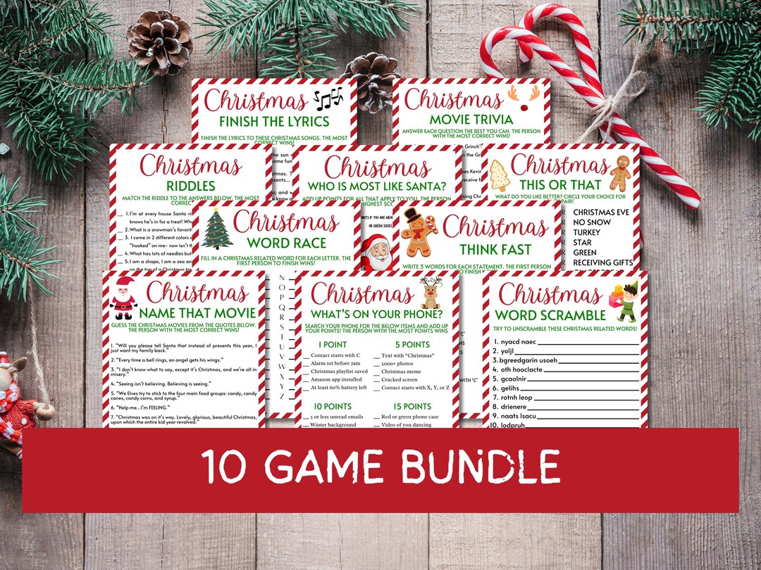 Christmas Printable Games Bundle, Christmas Games for Kids, Christmas ...