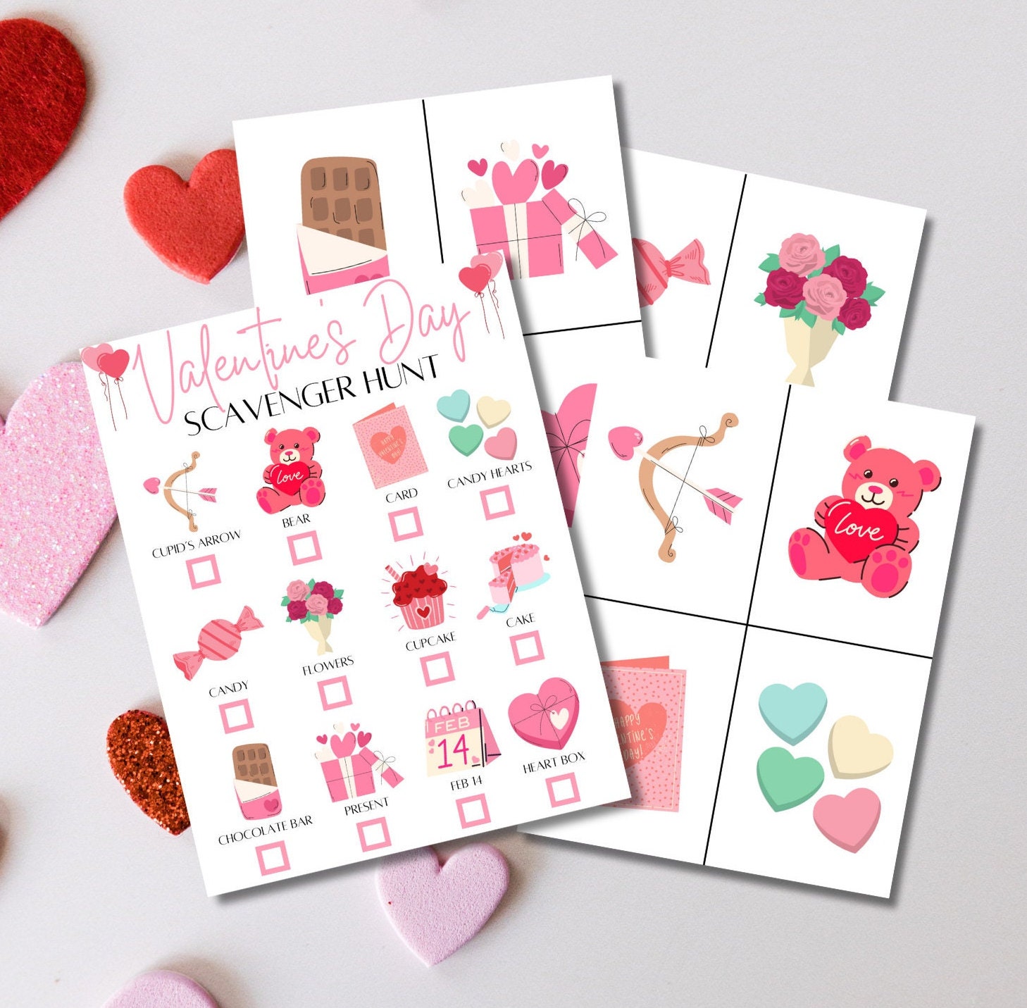 Valentines Day Scavenger Hunt Printable for Kids, Valentines Party Game ...