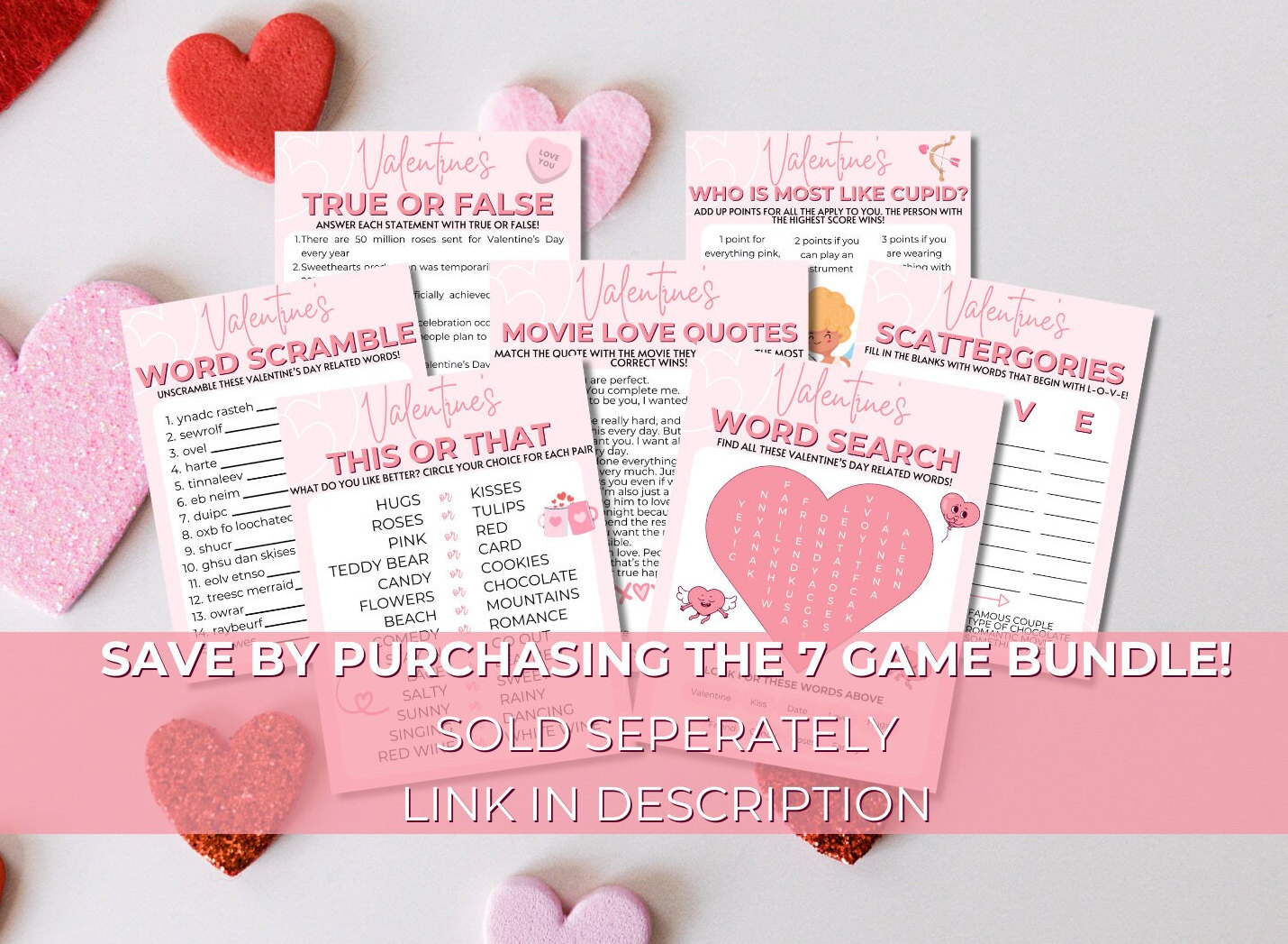 Valentines Day Printable Games Bundle, Valentines Day Games for Kids ...