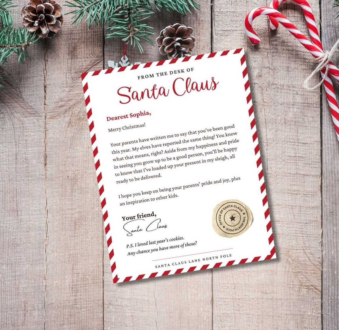 Editable Letter From Santa, Printable Kid Letter to Santa, Nice List ...