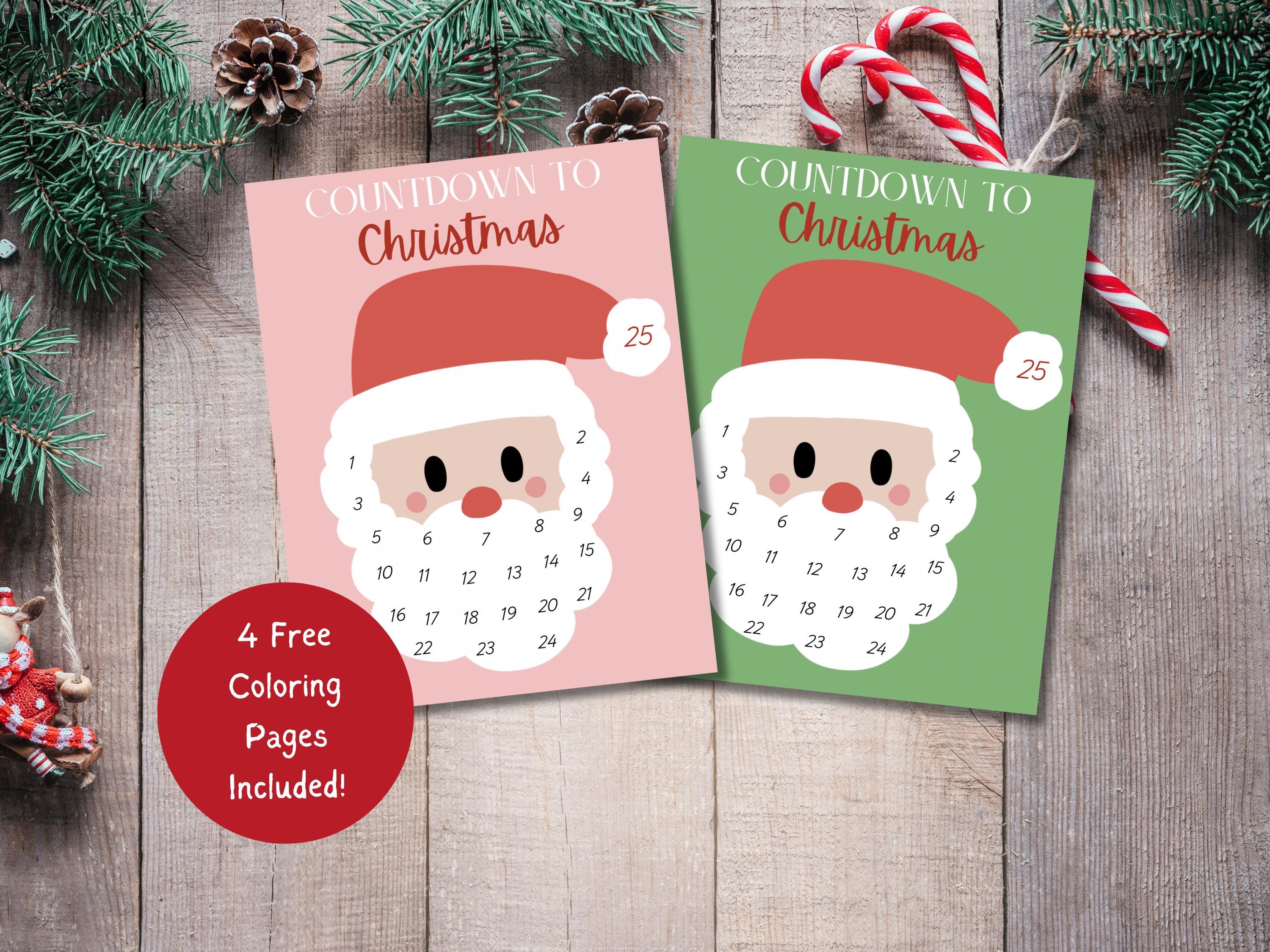 Countdown to Christmas Printable, Kid’s Santa's Beard Advent Calendar ...