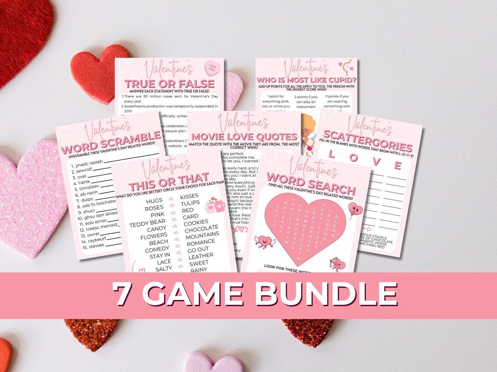 Valentines Day Printable Games Bundle, Valentines Day Games for Kids ...