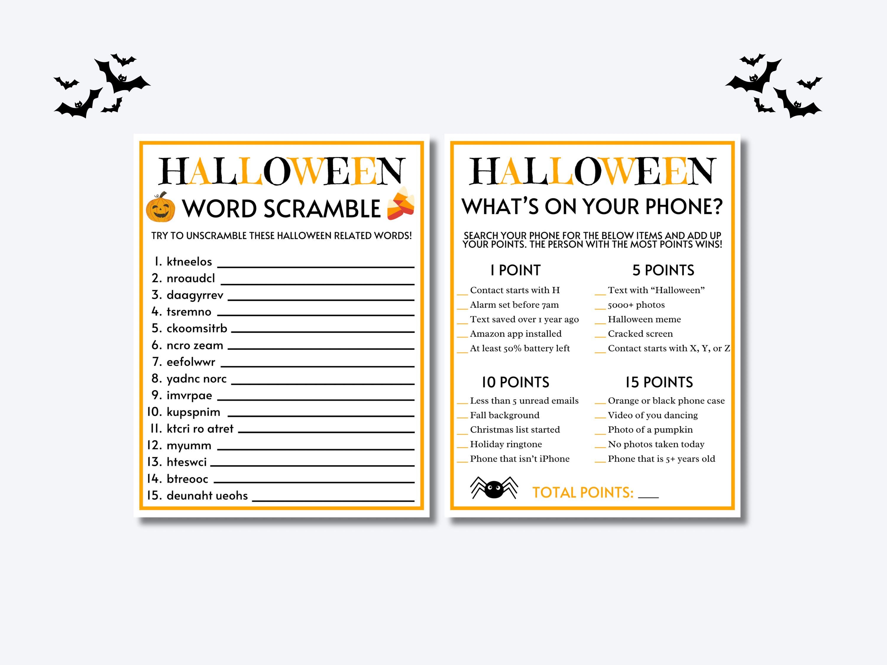 Halloween Printable 5 Game Bundle, Halloween Party Games Bundle ...