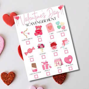 Valentines Day Scavenger Hunt Printable for Kids, Valentines Party Game ...