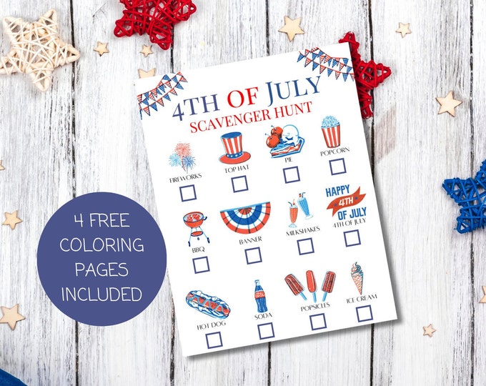 4th of July Outdoor Scavenger Hunt for Kids, Fourth of July Treasure ...