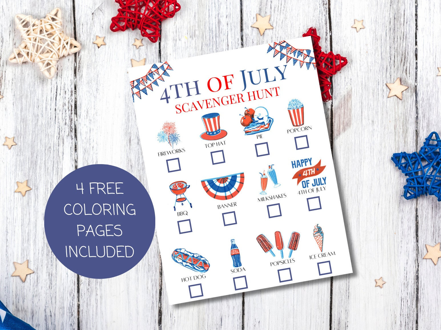 4th of July Scavenger Hunt for Kids, 4th of July Party Games, Treasure ...