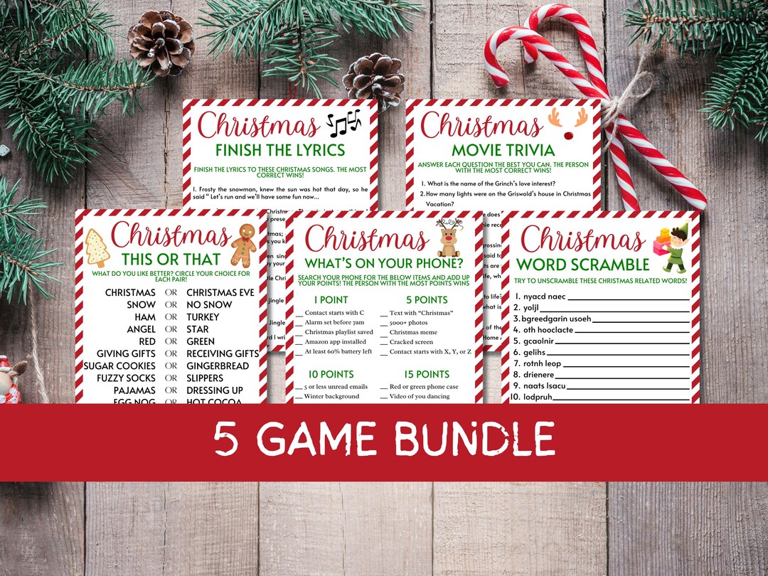 Christmas Printable Games Bundle, Christmas Games for Kids, Christmas ...