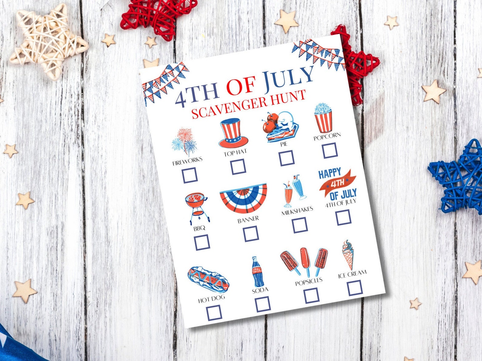 4th of July Scavenger Hunt for Kids, 4th of July Party Games, Treasure ...