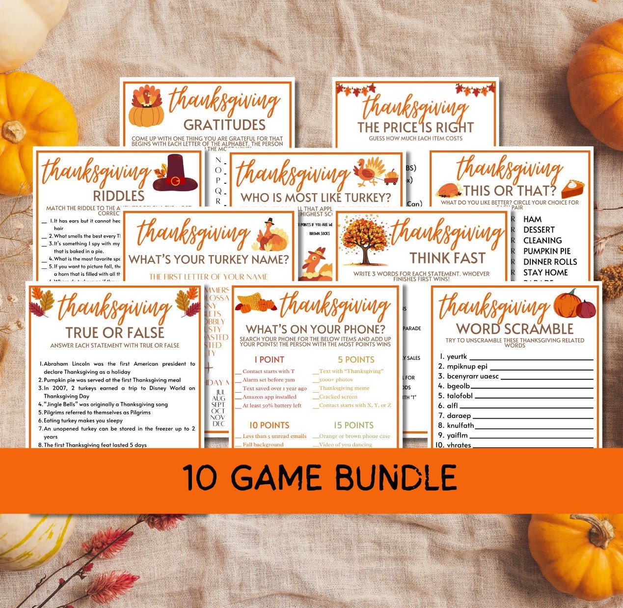 Thanksgiving Printable Games Bundle, Thanksgiving Games for Kids ...