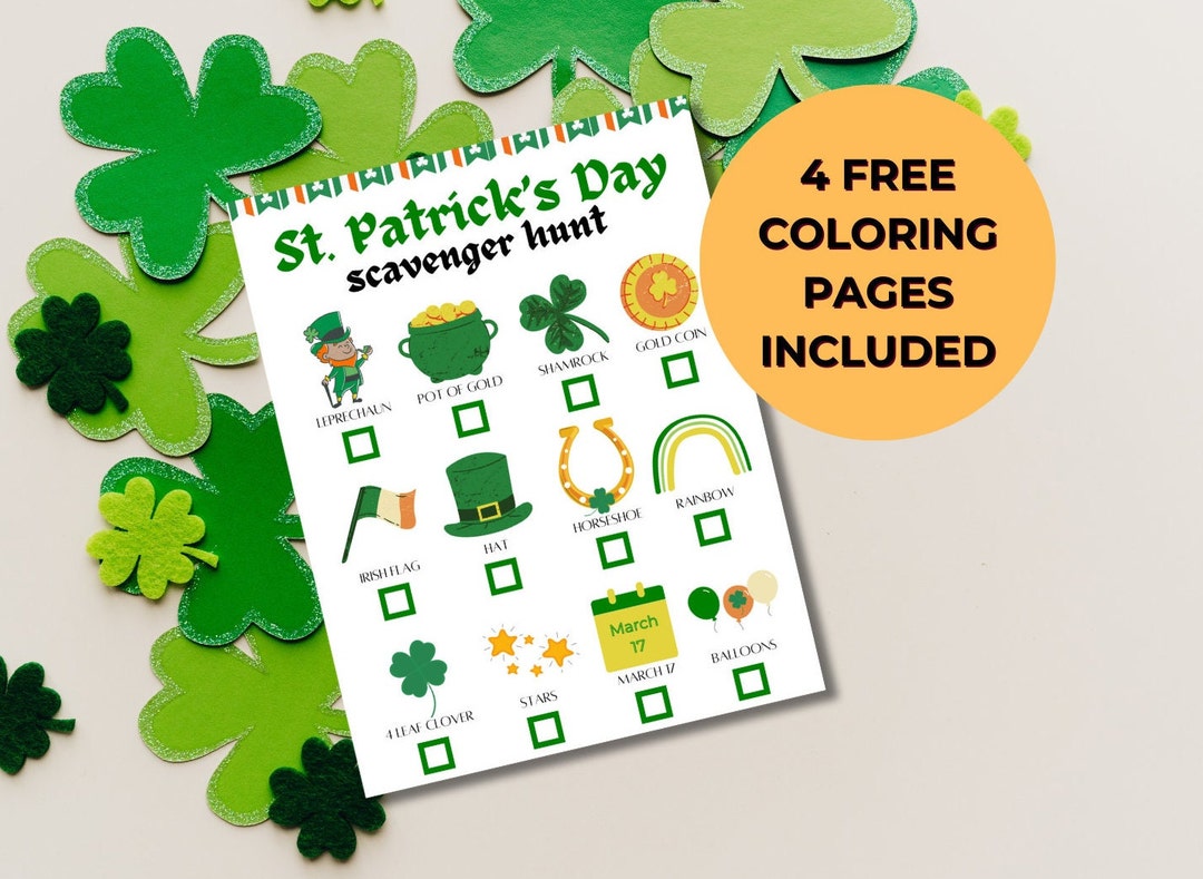 St. Patrick's Day Scavenger Hunt Printable for Kids, St. Patrick's Day ...