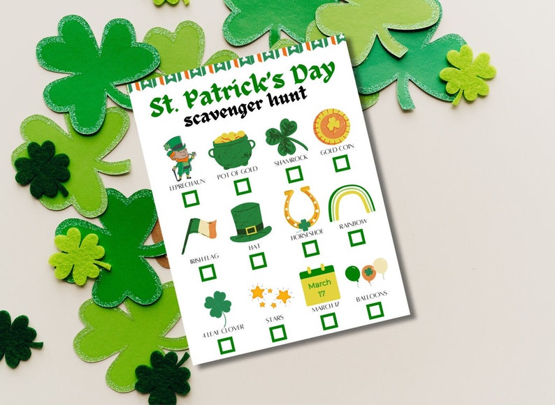 St. Patrick's Day Scavenger Hunt Printable for Kids, St. Patrick's Day ...