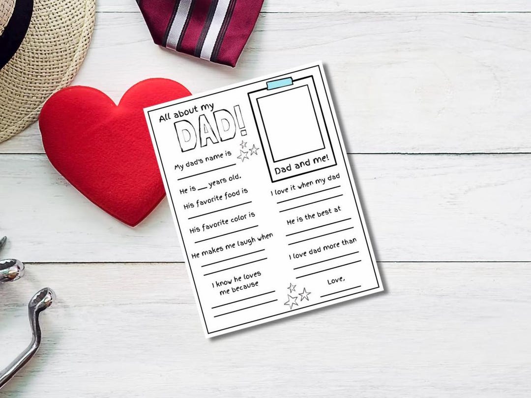 All About My Dad Printable, Father’s Day Fill-in-the-blank Kids ...