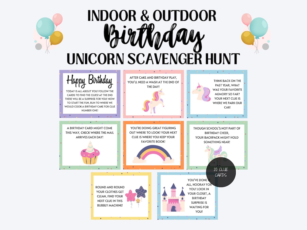 Unicorn Outdoor Scavenger Hunt for Kids, Teen and Tween Scavenger Hunt ...