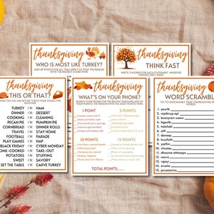 Thanksgiving Printable Games Bundle, Thanksgiving Games for Kids ...