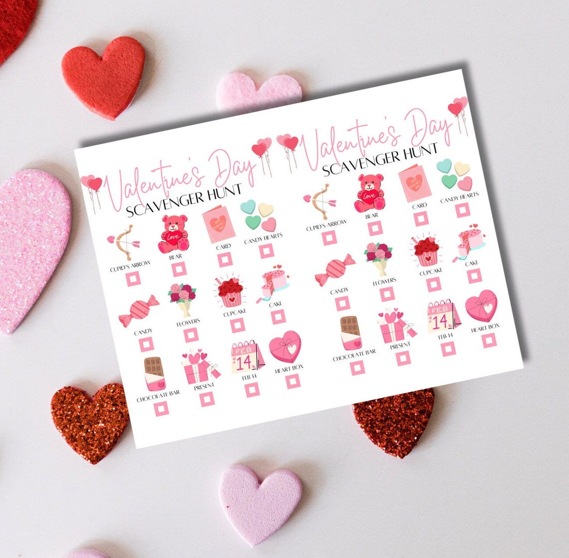 Valentines Day Scavenger Hunt Printable for Kids, Valentines Party Game ...