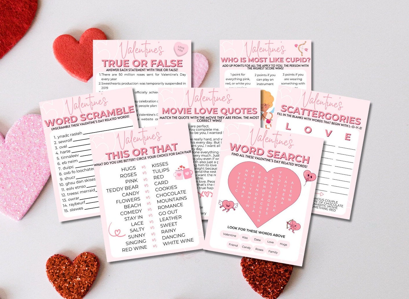 Valentines Day Printable Games Bundle, Valentines Day Games for Kids ...