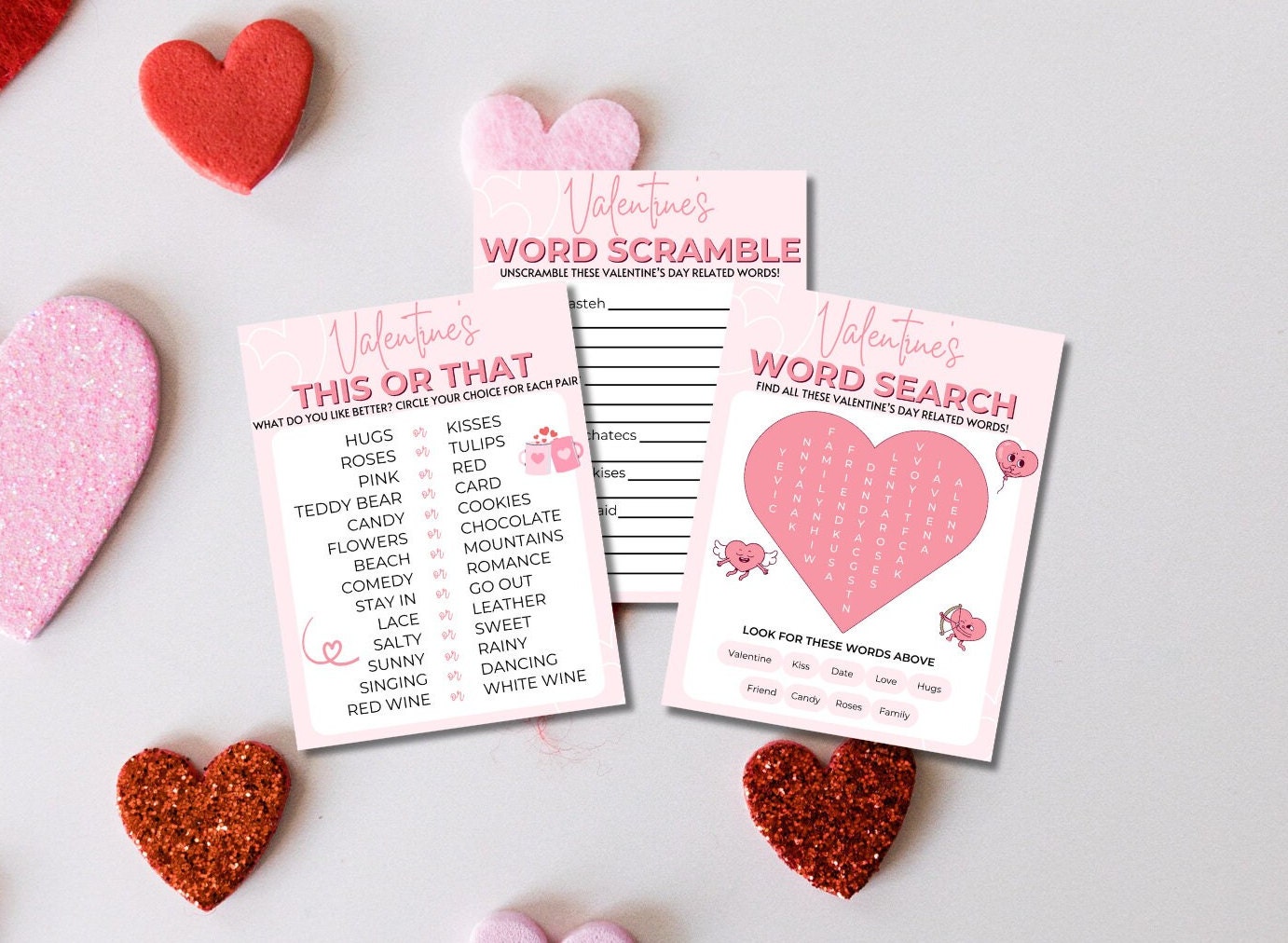 Valentines Day Printable Games Bundle, Valentines Day Games for Kids ...