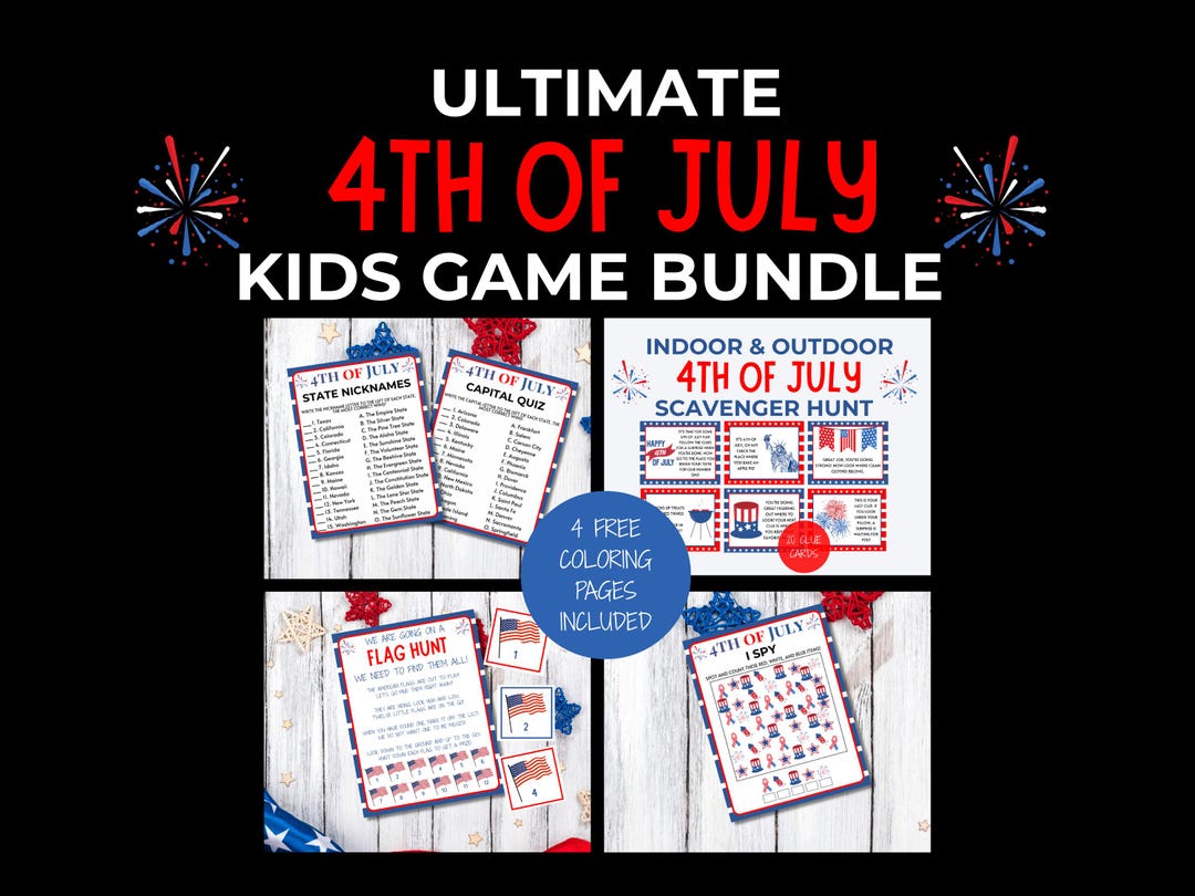Ultimate Fourth of July Printable Games Bundle for Kids, 4th of July ...