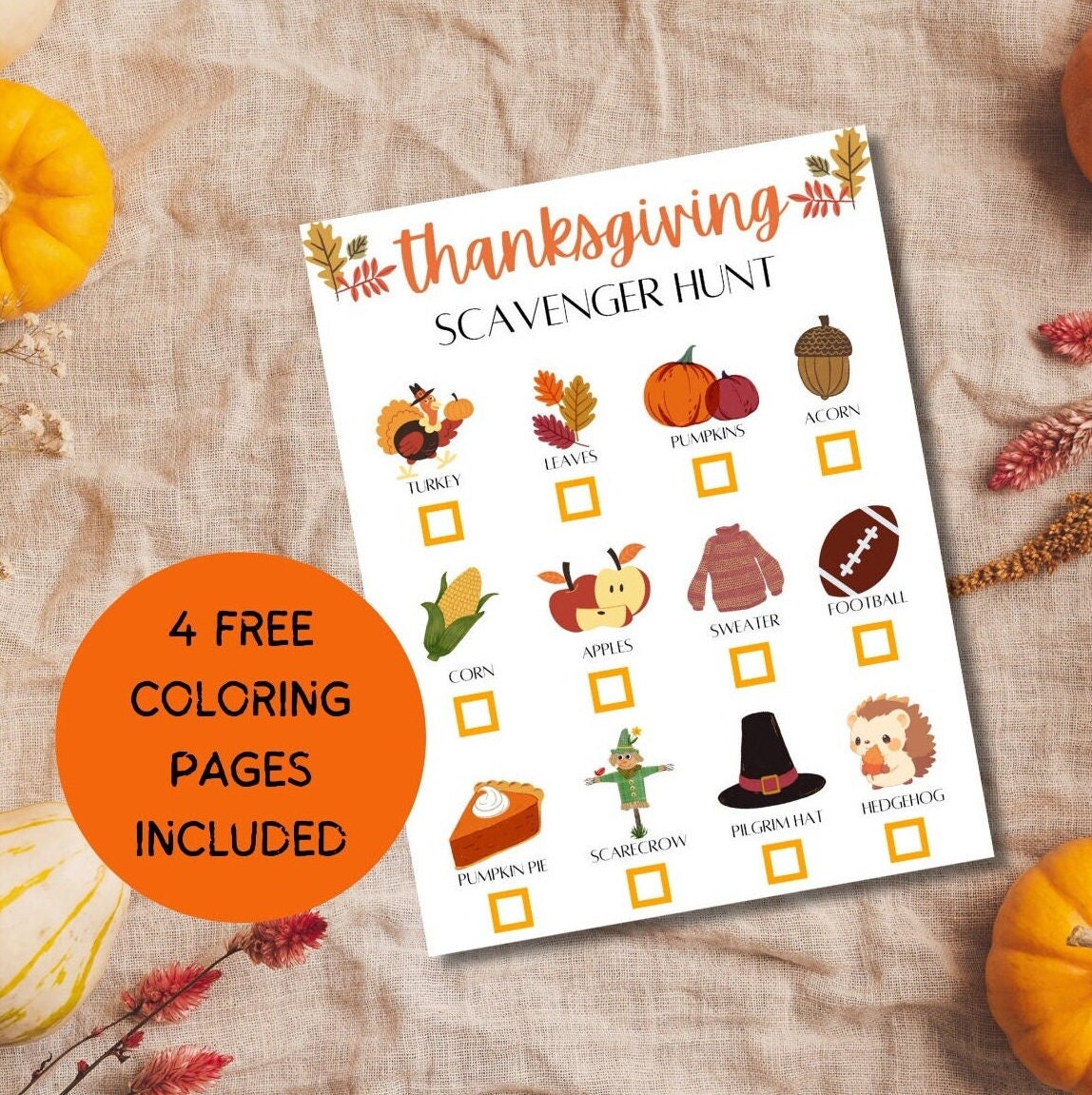 Thanksgiving Scavenger Hunt Printable for Kids, Kids Thanksgiving Game ...