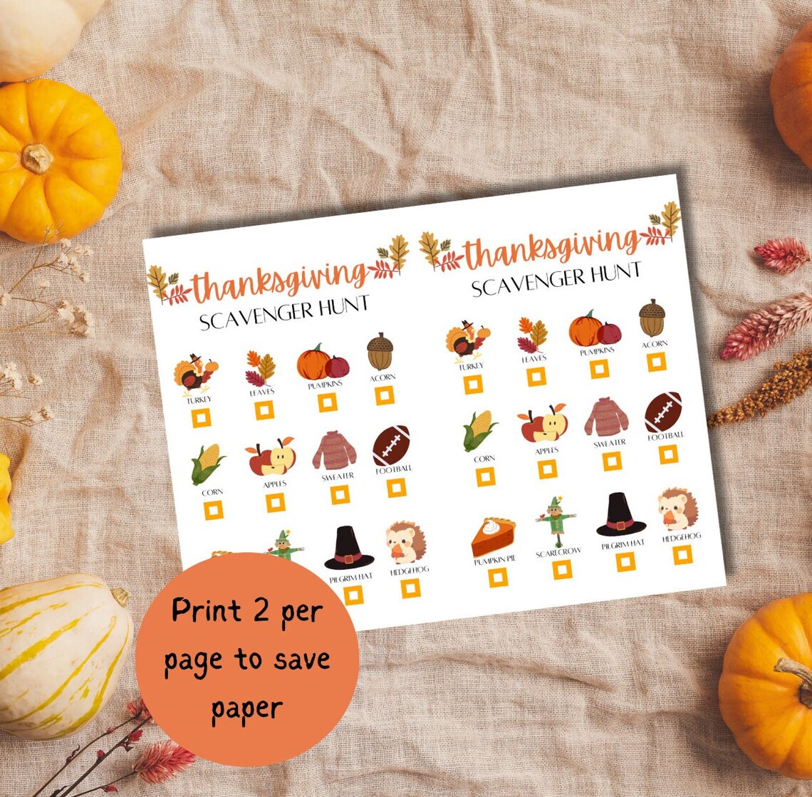 Thanksgiving Scavenger Hunt Printable for Kids, Kids Thanksgiving Game ...