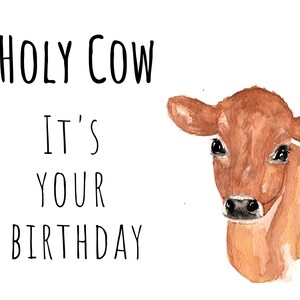 Holy Cow! Birthday Card |funny, Personalized Watercolor Dairy /jersey ...