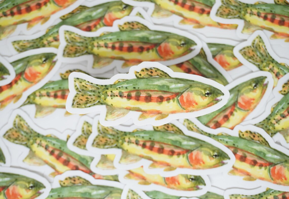 Watercolor Fish Sticker Die-cut Vinyl Sticker Rainbow | Etsy