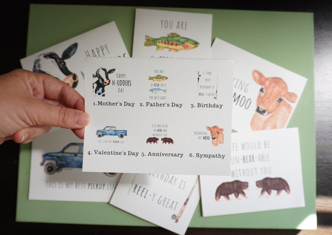 Country Theme Greeting Card Pack 6 Cards Blank Inside - Etsy