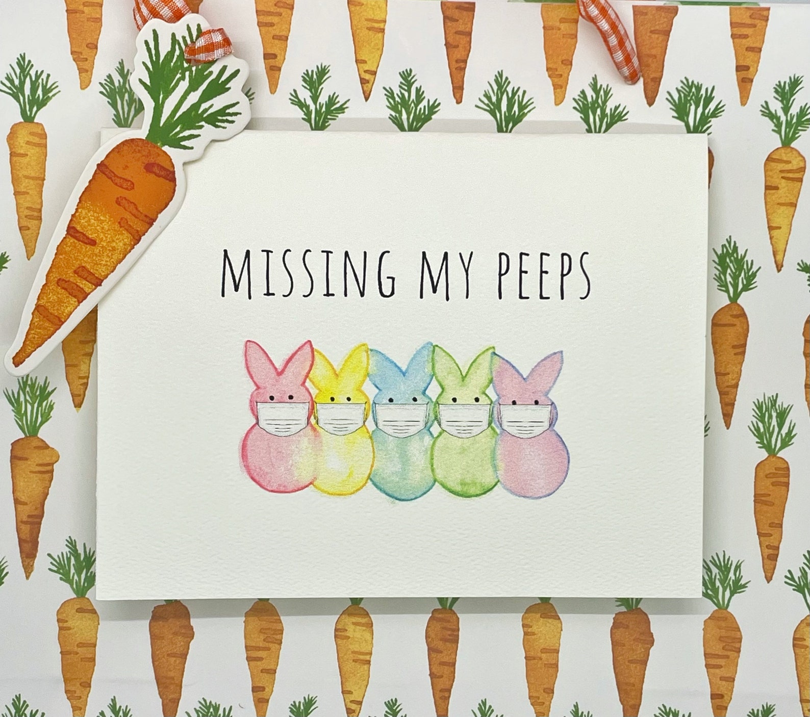 Bunny Peeps Easter Card happy Easter Peeps - Etsy