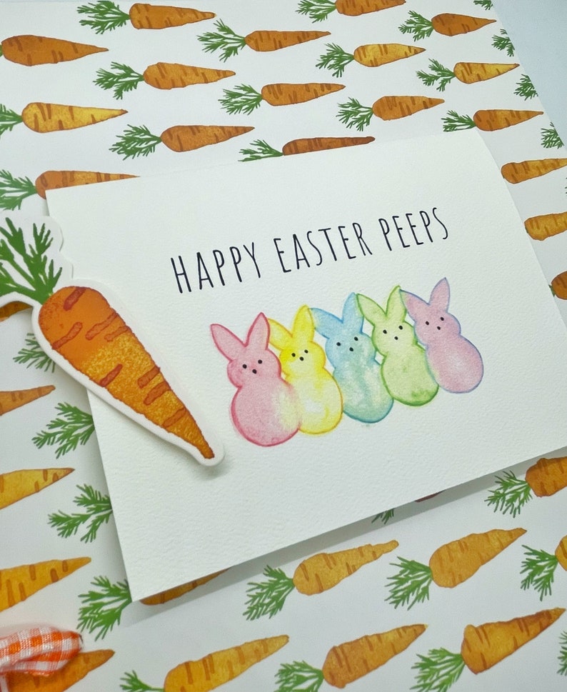 Bunny Peeps Easter Card happy Easter Peeps - Etsy