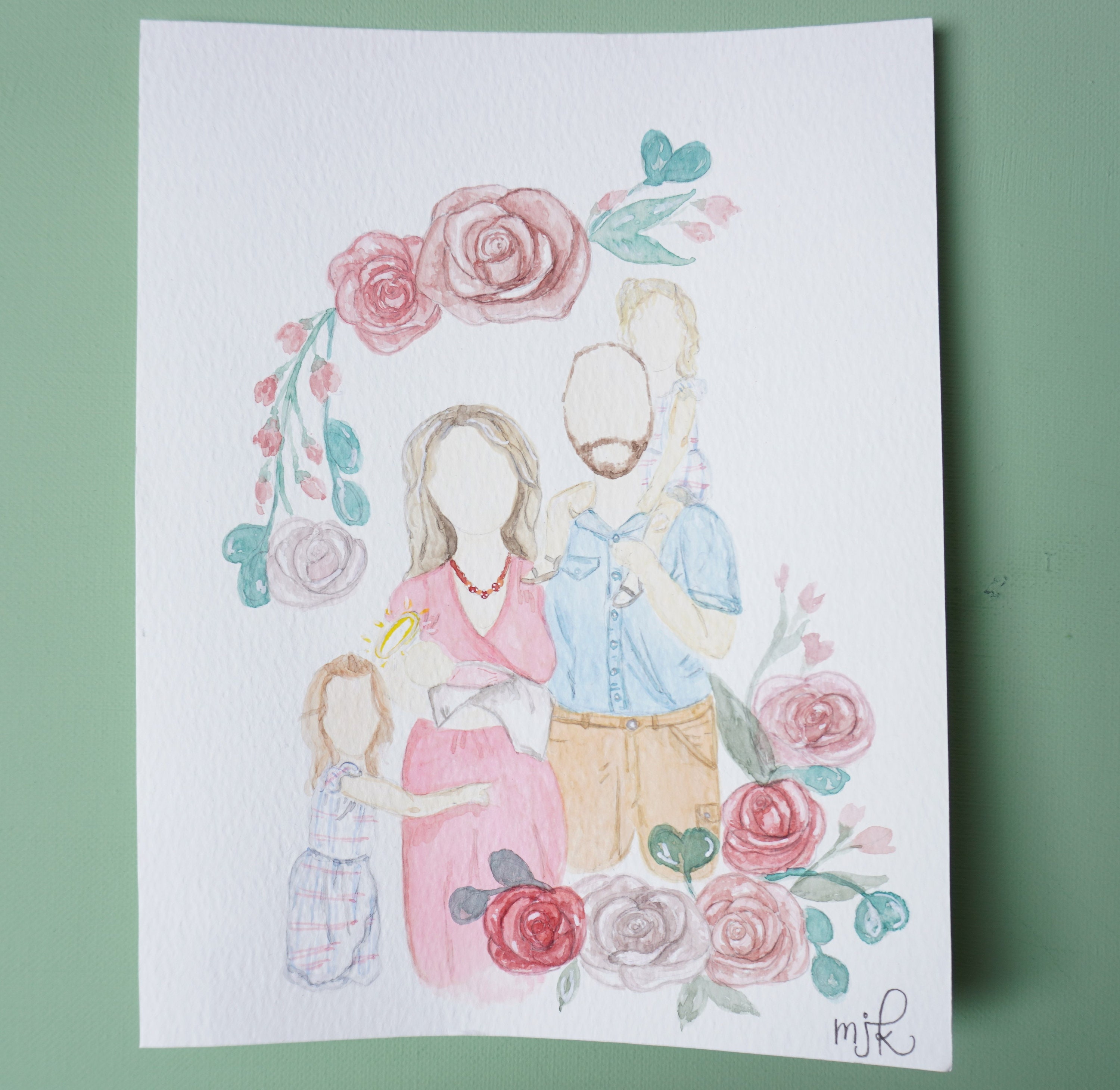 Personalized Watercolor Painted Portraits | Couples, Newlyweds, Family ...