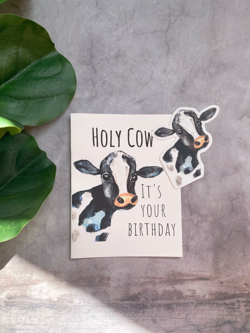Holy Cow! Birthday Card |funny, Personalized Watercolor Dairy /jersey ...