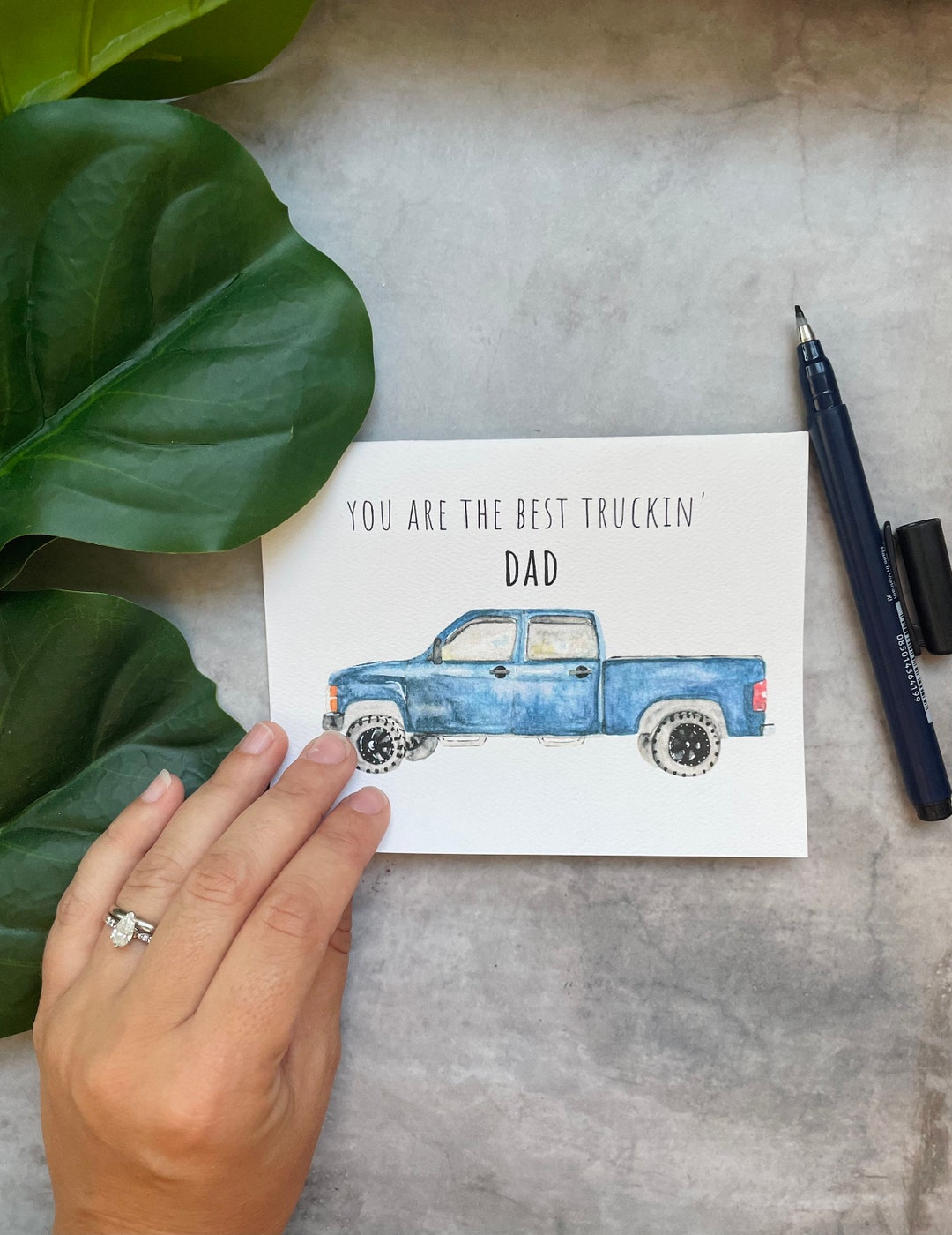 Best Truckin' Dad | Truck Puns | Funny Father's Day Card | Watercolor ...